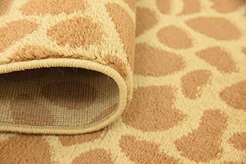 Unique Loom Wildlife Collection Animal Inspired with Giraffe Print Design Area Rug, 3 ft 3 in x 5 ft 3 in, Yellow/Light Brown