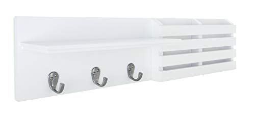 Kiera Grace kieragrace Sydney Mail Shelf, 3 Hooks Wall Organization, White
