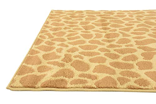 Unique Loom Wildlife Collection Animal Inspired with Giraffe Print Design Area Rug, 3 ft 3 in x 5 ft 3 in, Yellow/Light Brown