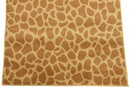 Unique Loom Wildlife Collection Animal Inspired with Giraffe Print Design Area Rug, 3 ft 3 in x 5 ft 3 in, Yellow/Light Brown