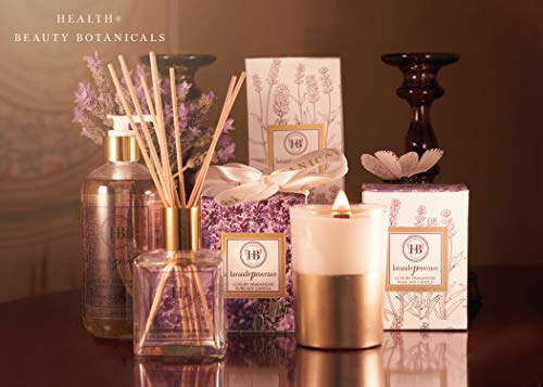 HB Botanicals Luxury Candle Lavande Provence Highly Scented Soy Candle Lavender Wax. Clean Burn in 7.5 Oz Frosted Gold Glass. Beautiful Gold Embossed Gift Box. Gift Wrapped! Safe Cotton Wick