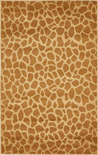 Unique Loom Wildlife Collection Animal Inspired with Giraffe Print Design Area Rug, 3 ft 3 in x 5 ft 3 in, Yellow/Light Brown