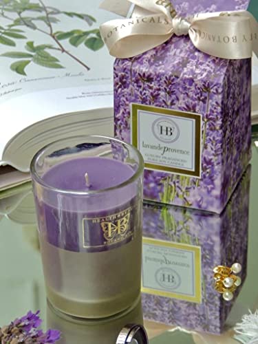 HB Botanicals Luxury Candle Lavande Provence Highly Scented Soy Candle Lavender Wax. Clean Burn in 7.5 Oz Frosted Gold Glass. Beautiful Gold Embossed Gift Box. Gift Wrapped! Safe Cotton Wick