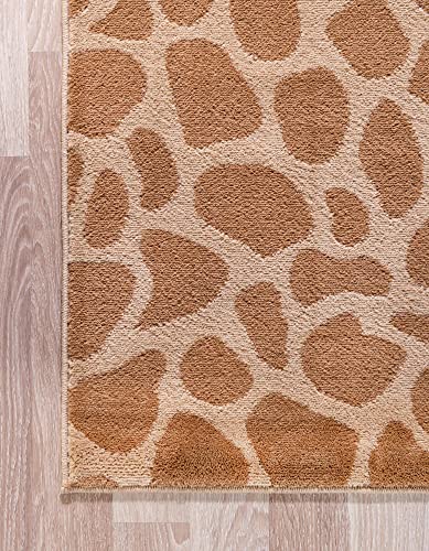 Unique Loom Wildlife Collection Animal Inspired with Giraffe Print Design Area Rug, 3 ft 3 in x 5 ft 3 in, Yellow/Light Brown