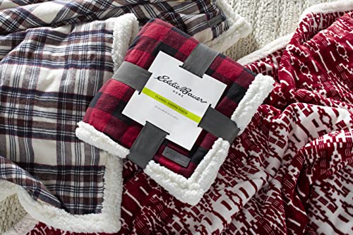 Eddie Bauer - Throw Blanket, Reversible Sherpa Fleece Bedding, Buffalo Plaid Home Decor for All Seasons (Red Check, Throw)