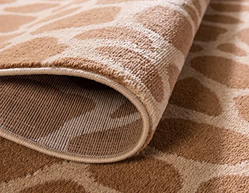 Unique Loom Wildlife Collection Animal Inspired with Giraffe Print Design Area Rug, 3 ft 3 in x 5 ft 3 in, Yellow/Light Brown
