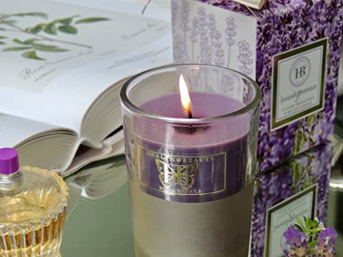 HB Botanicals Luxury Candle Lavande Provence Highly Scented Soy Candle Lavender Wax. Clean Burn in 7.5 Oz Frosted Gold Glass. Beautiful Gold Embossed Gift Box. Gift Wrapped! Safe Cotton Wick