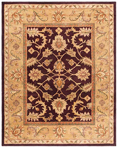 SAFAVIEH Classic Collection 6' x 9' Dark Plum / Gold CL244B Handmade Traditional Oriental Premium Wool Area Rug