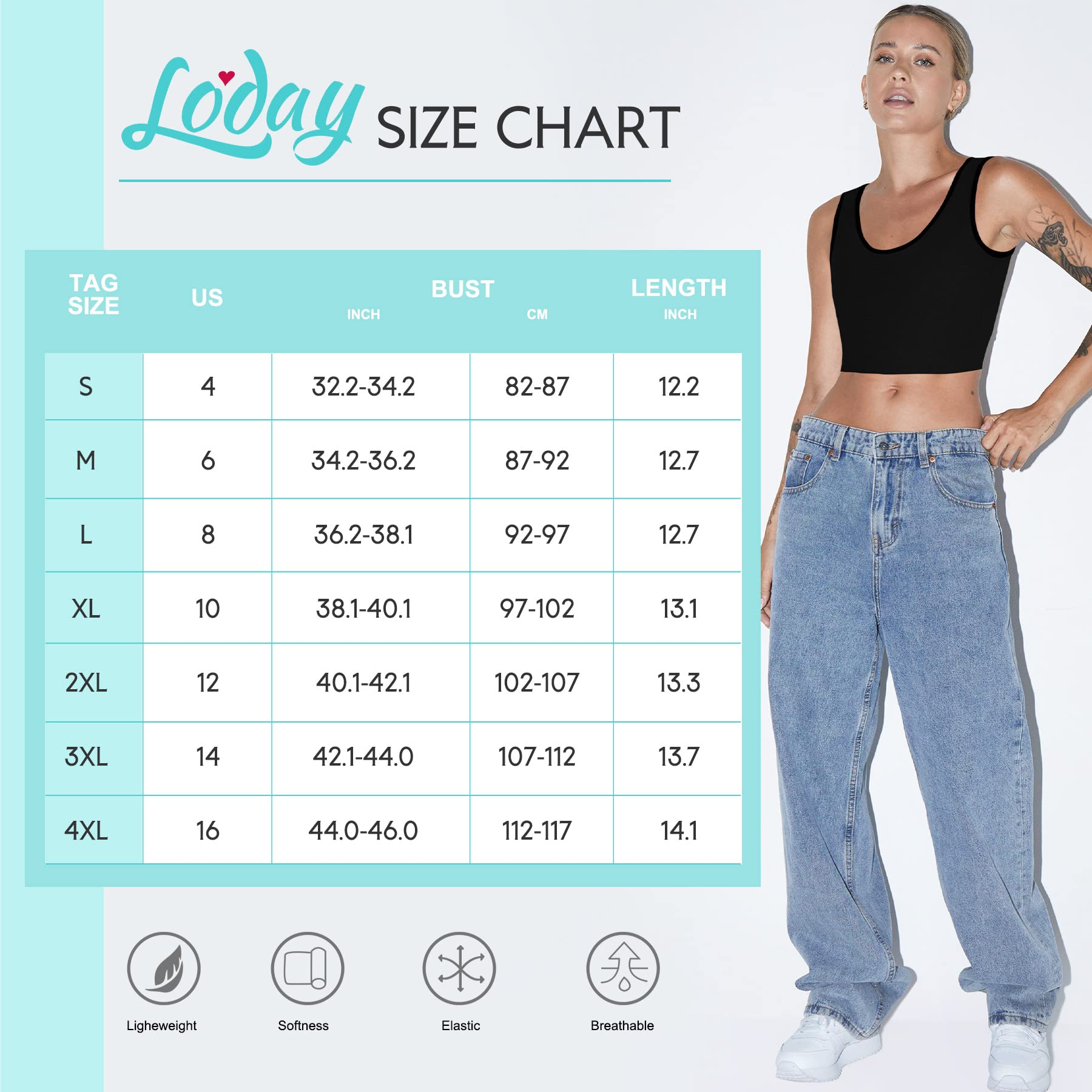 LODAY Women Transgender Tomboy FTM Elastic Chest Binder Bra Pullover Tank Top (Small, Black)