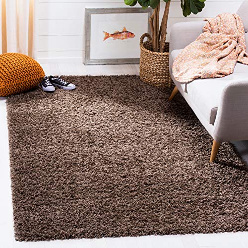 SAFAVIEH Athens Shag Collection 8' x 10' Taupe SGA119T Non-Shedding Living Room Bedroom Dining Room Entryway Plush 1.5-inch Thick Area Rug