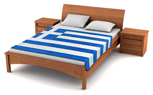Fuzzy FlagsTM Greece Flag Fleece Blanket - 80-inches x 50-inches - Oversized Greek Flag Travel Throw Cover