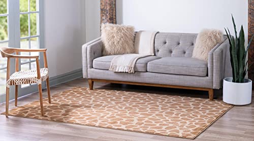Unique Loom Wildlife Collection Animal Inspired with Giraffe Print Design Area Rug, 3 ft 3 in x 5 ft 3 in, Yellow/Light Brown