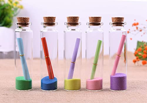 MaxMau Small Glass Bottles with Cork Stoppers,100pcs Tiny Jars Mini Glass Vials 20ml for DIY Art Craft Storage Wedding Favors