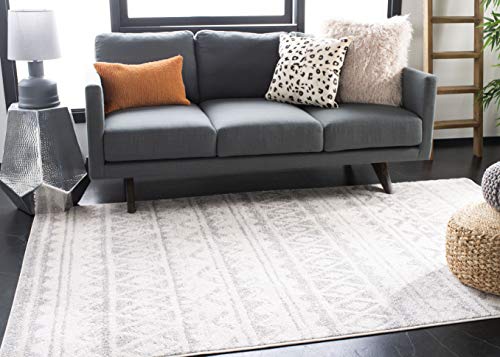 SAFAVIEH Adirondack Collection 8' x 10' Ivory/Grey ADR119B Moroccan Boho Distressed Non-Shedding Living Room Bedroom Dining Home Office Area Rug