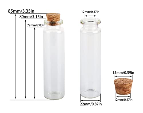 MaxMau Small Glass Bottles with Cork Stoppers,100pcs Tiny Jars Mini Glass Vials 20ml for DIY Art Craft Storage Wedding Favors
