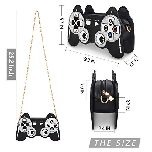 USTYLE Gamepad Shaped Crossbody Bag, Fashionable Novel Unique Girl Women Shoulder Bag with Chain Strap (black)