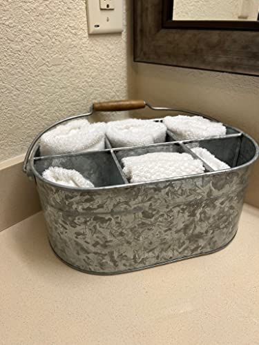 Hosley's Galvanized Carry All Kitchen Utensil Caddy Serve Ware 13 Inch Long. Ideal for Party Garden Patio. O4