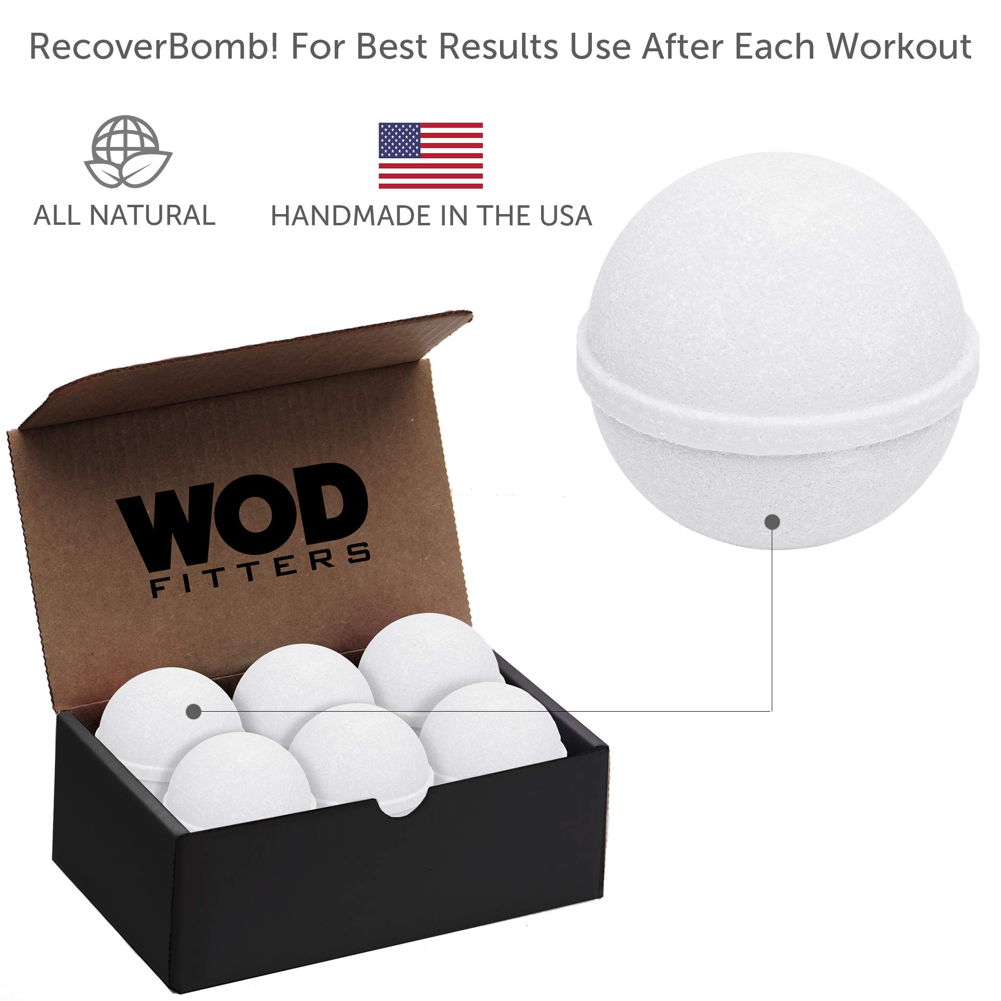Bath Bombs with Epsom Salt, Peppermint and Baking Soda - Scientifically Formulated for Muscle Recovery - All Natural Fast Relief from Muscle Soreness After Workouts - Handmade in USA - 6 Pack/Set