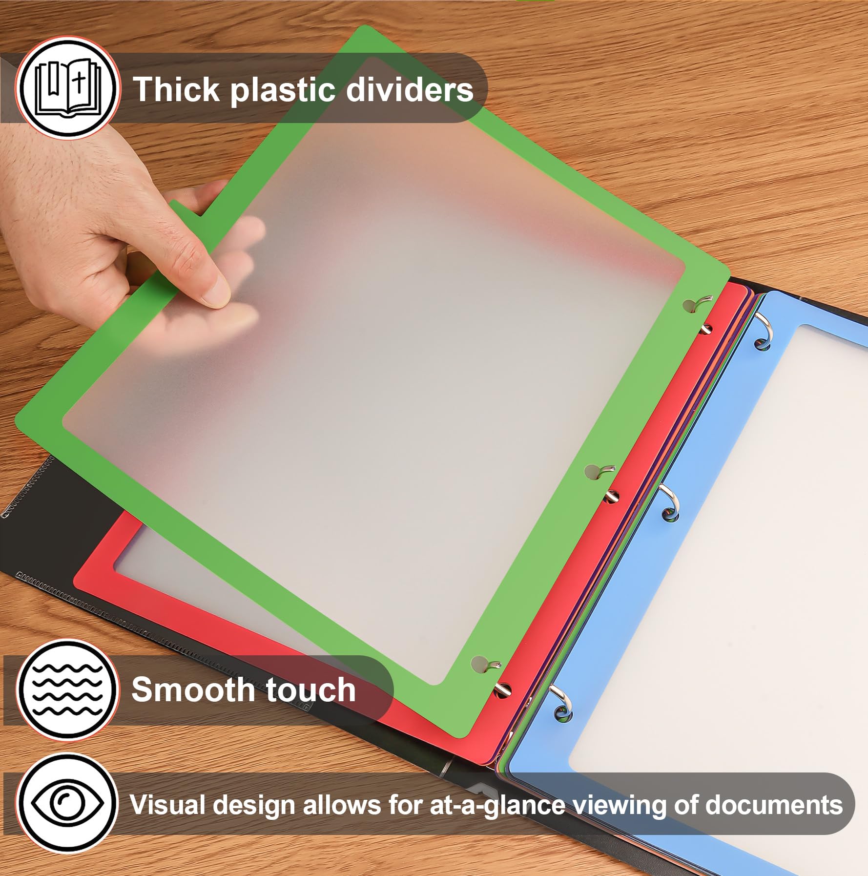 HABGP 16Pcs/2 Set 8 Tab Dividers for 3 Ring Binder, 16 Pcs Clear Color 3 Ring Binder Dividers with Tabs, Page Folder Dividers, Plastic Tabbed File Dividers with Tabs, Three Ring Binder Index Dividers