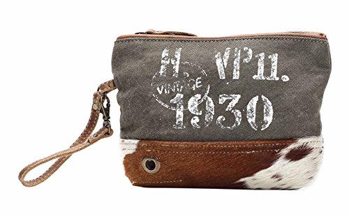 Myra Bag Vintage 1930 Upcycled Canvas Wristlet Bag S-1144