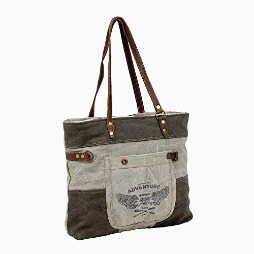 Myra Bags Adventure Begins Upcycled Canvas & Denim Tote Bag S-0897