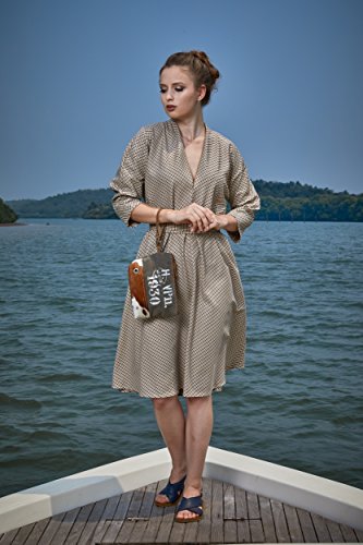 Myra Bag Vintage 1930 Upcycled Canvas Wristlet Bag S-1144