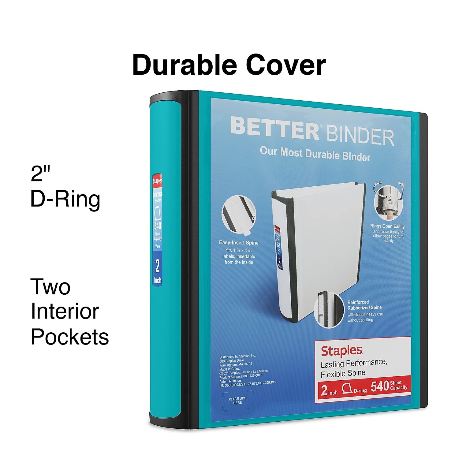 STAPLES Better Binder, 2-Inch, Teal