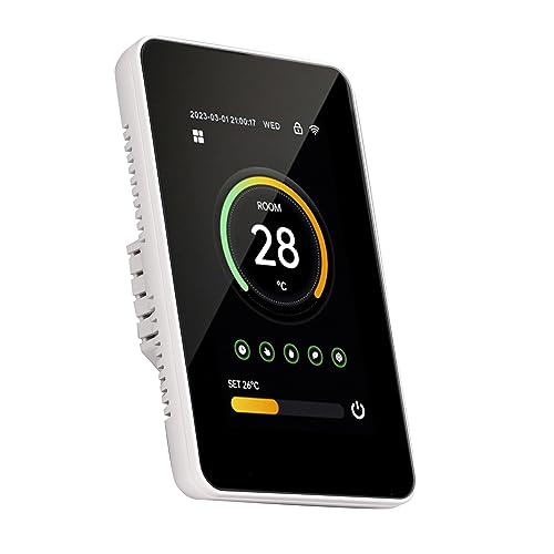 Smart WiFi Thermostat with App Control, IP20 Protection Transparent Screen 100-250VAC 1℃ Home Smart WiFi Thermostat with Screws for Water Heating (16A)