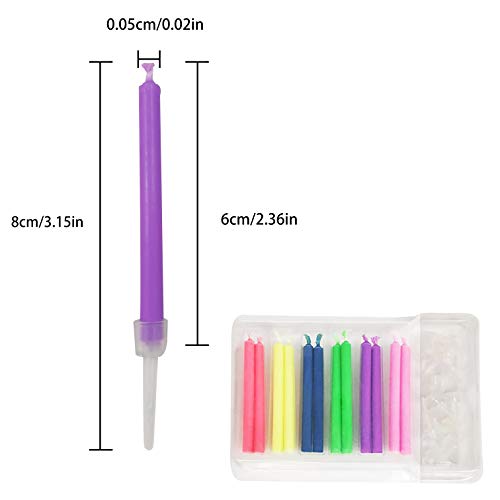 Birthday Cake Candles in Holders Cake Tricks and Decorations β Colors: red, Pink, Yellow, Blue, Green, Purple β 12 Pieces (12)