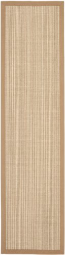 SAFAVIEH Natural Fiber Collection 2' x 6' Tan / Tan NF442D Border Stripe Sisal Runner Rug