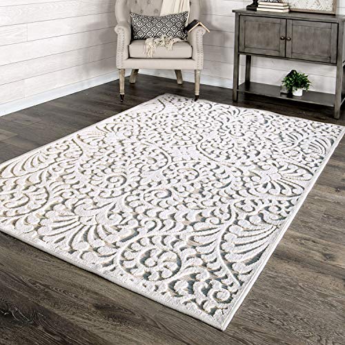 My Texas House by Orian Bluebonnets Area Rug, 3'11" x 5'5", Natural/Driftwood