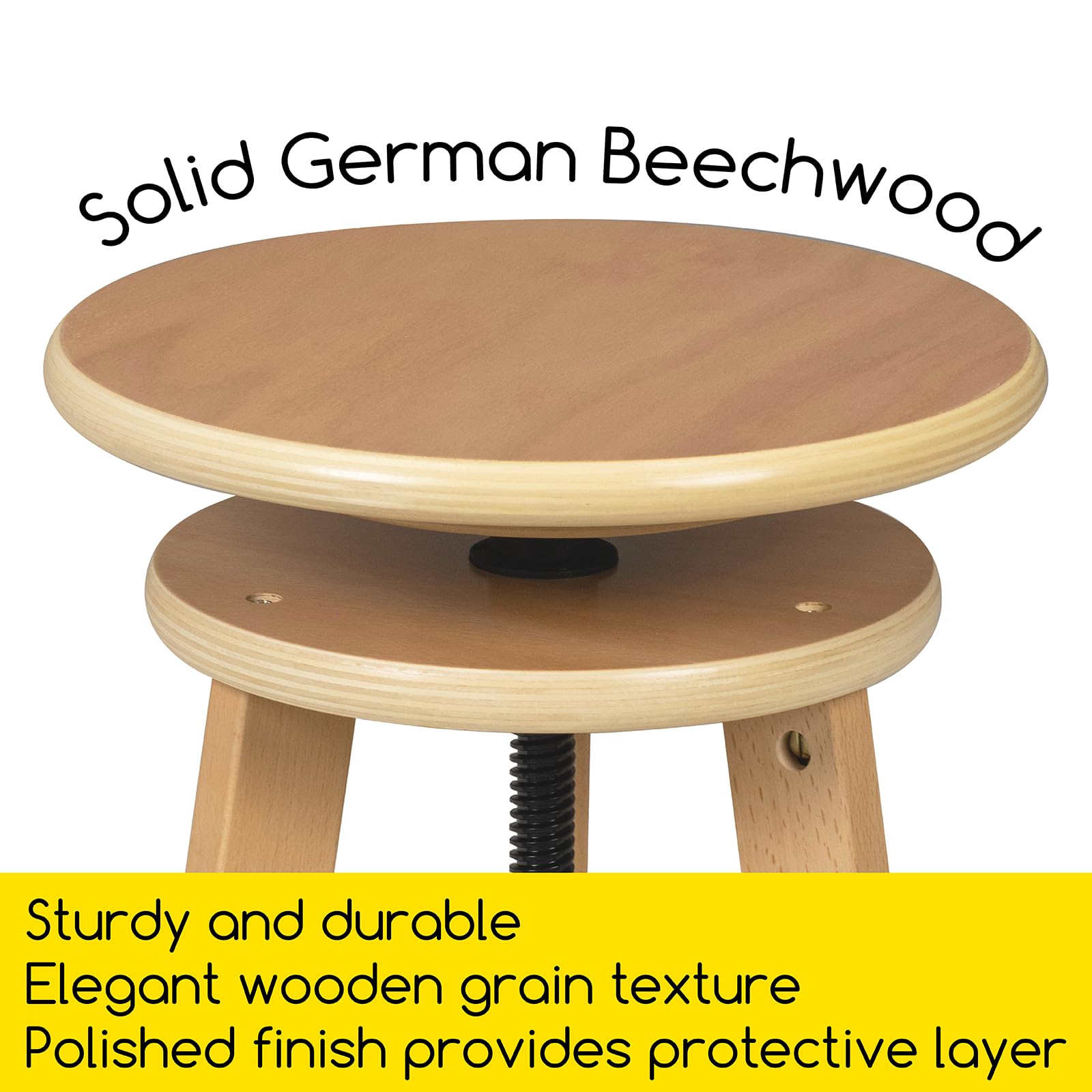 MEEDEN Wooden Drafting Stool with Adjustable Height , Artist Stool,Office Studio Stool, Up to 220 Lbs,German Beech Wood, Perfect for Artists Studio,Home Use,Kitchen,Bars
