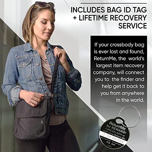 Nylon Crossbody Purse - Hidden RFID Pocket - Includes Lifetime Lost & Found ID