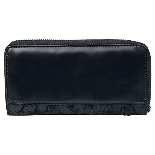 Lost Queen Victorian Gothic Princess Velvet Skull Flocked with Bows Zip Around Wallet