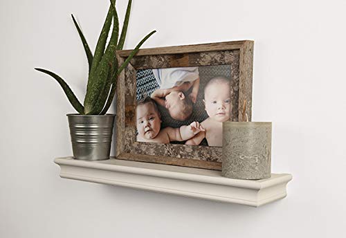 HIGH & MIGHTY 515616 Decorative 36" Floating Shelf Holds up to 25lbs, Easy Tool-Free Dry Wall Installation, Beveled, Retail Packaging, White