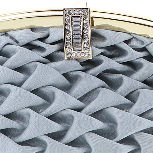 SandT Collection Elegant Evening Ruched Handbag with Gold Chain-Silver