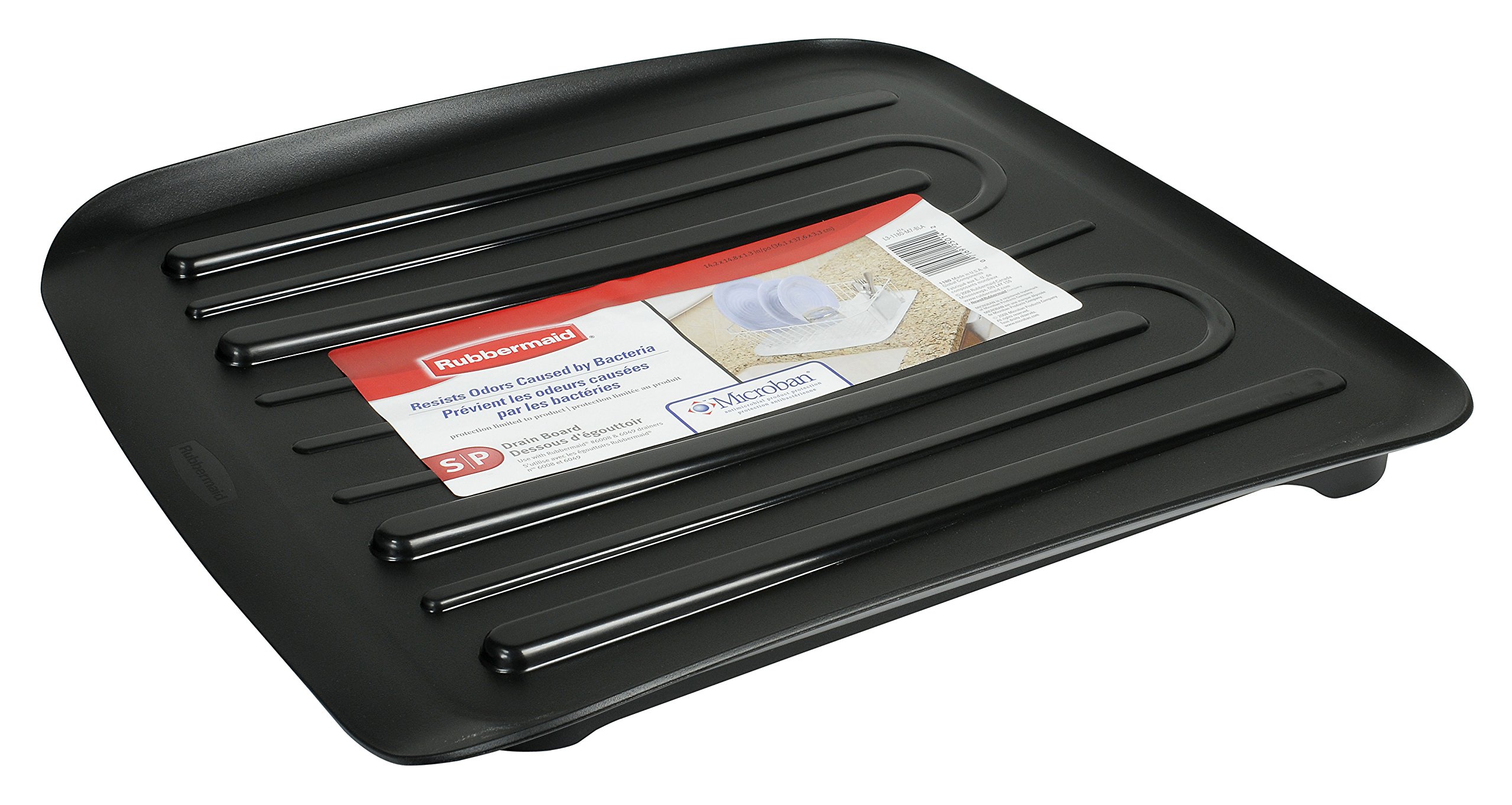Rubbermaid Dish Drainer Tray, Plastic, Black, 1938748