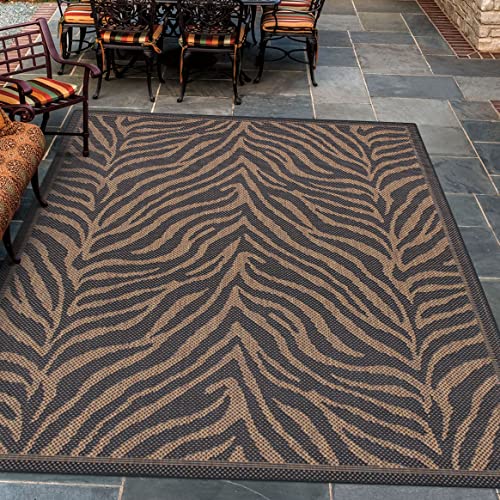 Couristan 1514/0121 Recife Zebra Black/Cocoa Rug, 5-Feet 3-Inch by 7-Feet 6-Inch