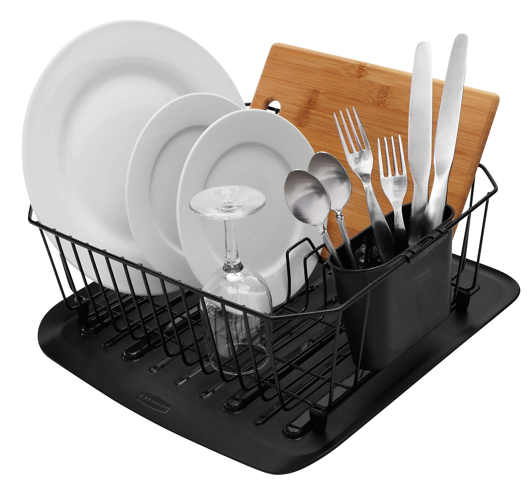 Rubbermaid Dish Drainer Tray, Plastic, Black, 1938748