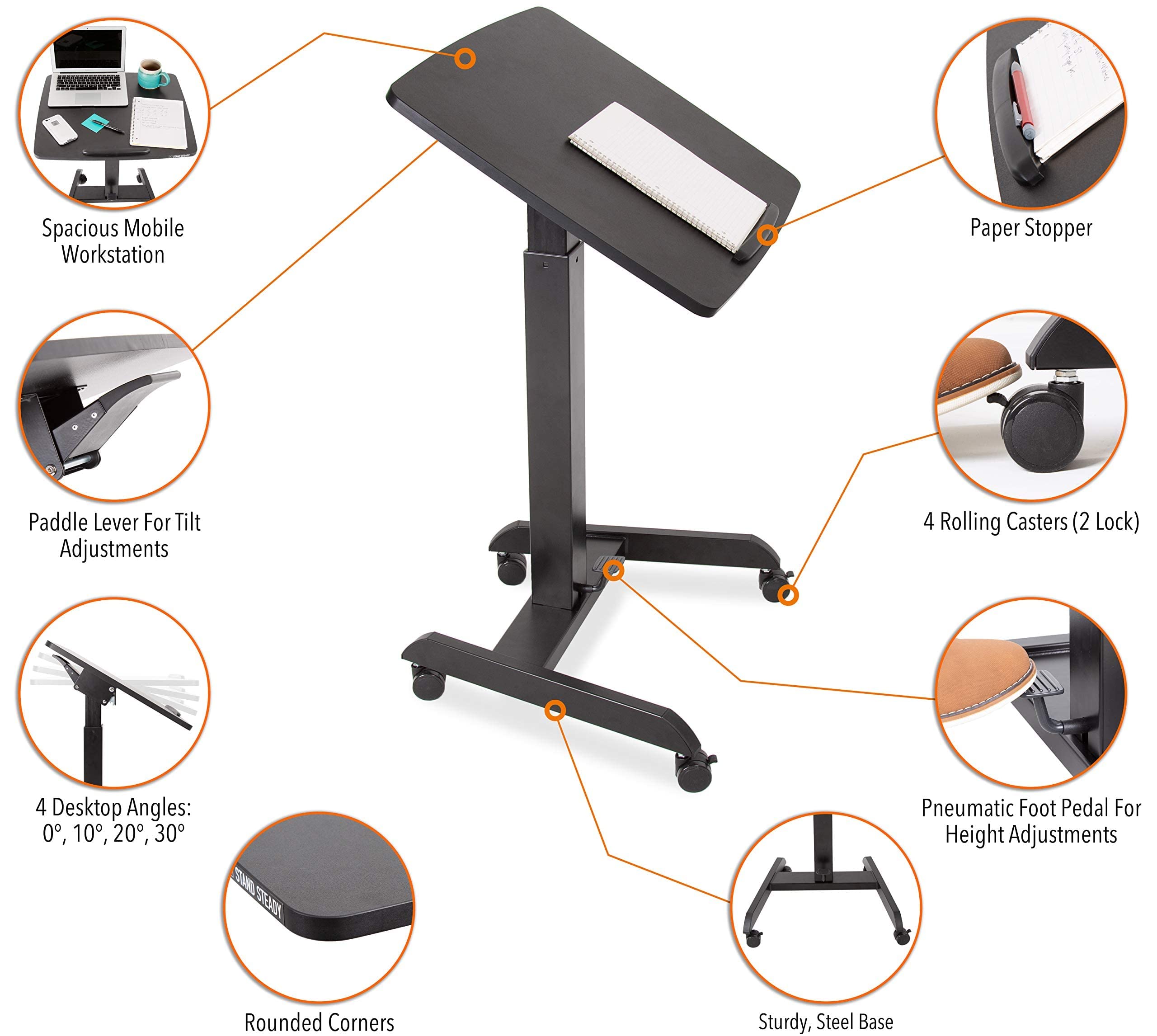 Stand Steady Multifunctional Mobile Podium (Black)