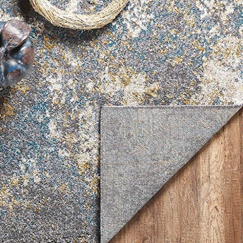 LUXE WEAVERS Rug - Persian Rugs 6490 Abstract Area Rug - Modern Design, Medium Pile, Turquoise / Size 5 x 7