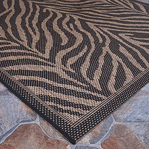 Couristan 1514/0121 Recife Zebra Black/Cocoa Rug, 5-Feet 3-Inch by 7-Feet 6-Inch