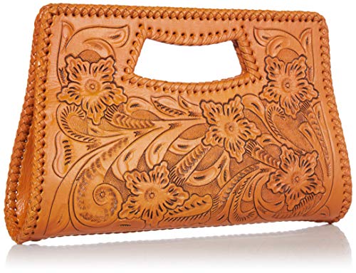 Mauzari Women's Hand Tooled Leather Clutch (Honey)
