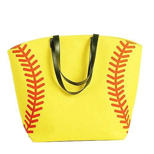 E-FirstFeeling Large Softball Tote Bag Sports Prints Tote Handbag Beach Bag Travel Bag for Women (Softball)