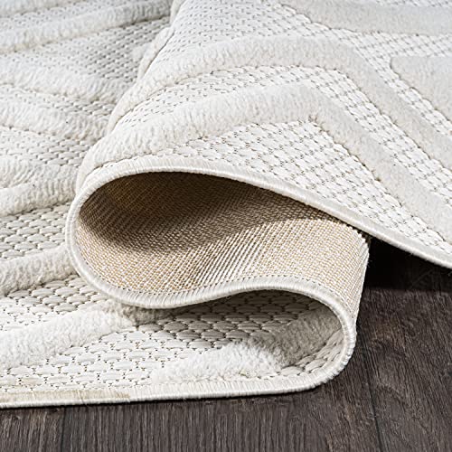 JONATHAN Y IBZ100D-5R Balansat Moroccan Diamond Indoor Outdoor Area-Rug Bohemian Geometric Easy-Cleaning Bedroom Kitchen Backyard Patio Porch Non Shedding, 5' Round, Ivory