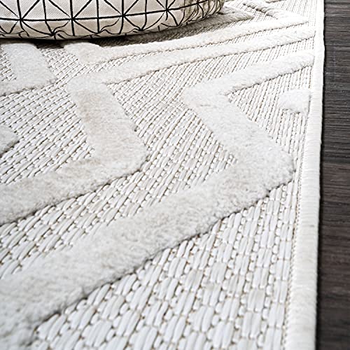 JONATHAN Y IBZ100D-5R Balansat Moroccan Diamond Indoor Outdoor Area-Rug Bohemian Geometric Easy-Cleaning Bedroom Kitchen Backyard Patio Porch Non Shedding, 5' Round, Ivory