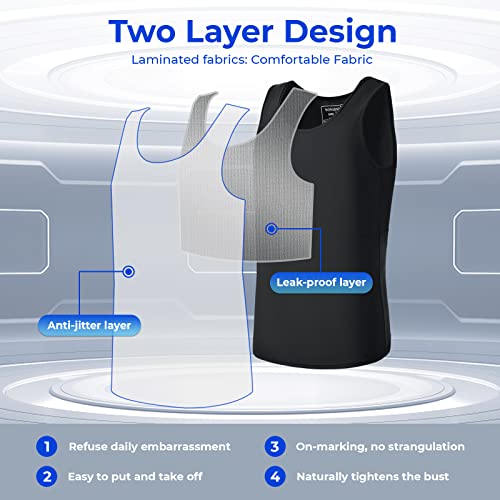 Wonababi Chest Binder Corsets, Binder Trans Ultra Flat Tank Top FTM Binder for Gynecomastia Compression Shirts Binder Chest