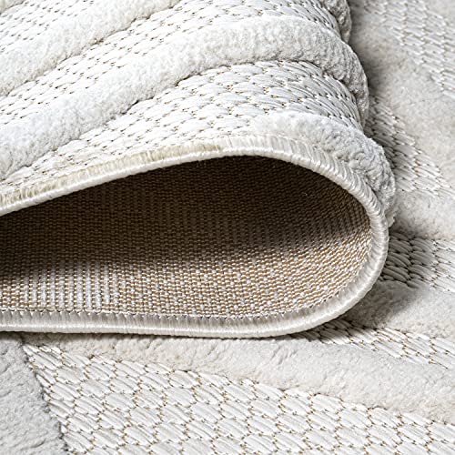 JONATHAN Y IBZ100D-5R Balansat Moroccan Diamond Indoor Outdoor Area-Rug Bohemian Geometric Easy-Cleaning Bedroom Kitchen Backyard Patio Porch Non Shedding, 5' Round, Ivory