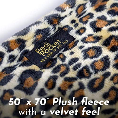 PediPocket Patented Foot Pocket Blanket - 50β x 70β with 20β Deep Foot Pocket, Plush Velvety Fleece Blanket - Everyday Luxurious Comfort, Machine Washable, Great Gift Idea β Luscious Leopard