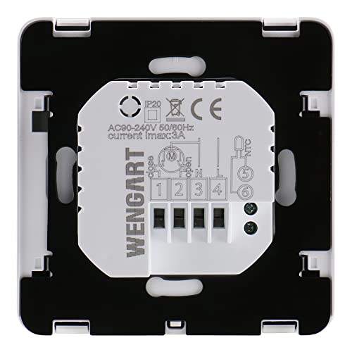 Wengart WiFi Smart Thermostat WG02B05-1,AC230V Max3A 2.4GHz Wi-Fi APP TUYA for Radiant Floor Heating,Compatible with Alexa Echo/Google Home,White Backlight
